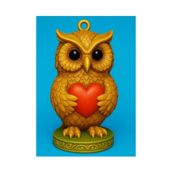 Owl with Heart - Highly Detailed Figurine Pendant 3D Printing Model ...