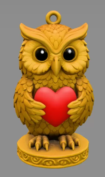 Owl with Heart - Highly Detailed Figurine Pendant 3D Printing Model ...