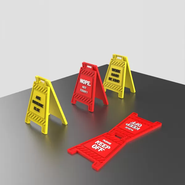 Funny Office Desk Signs, 3D Mini Floor Sign Set, 4 pcs. 3D Printing ...