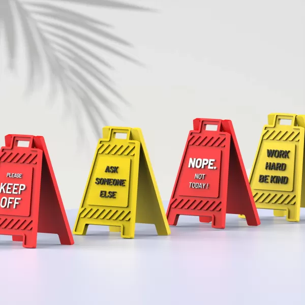 Funny Office Desk Signs, 3D Mini Floor Sign Set, 4 pcs. 3D Printing ...