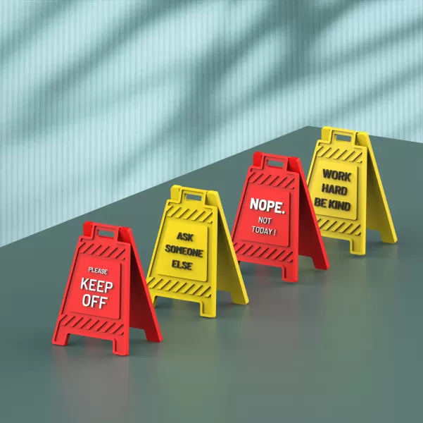 Funny Office Desk Signs, 3D Mini Floor Sign Set, 4 pcs. 3D Printing ...