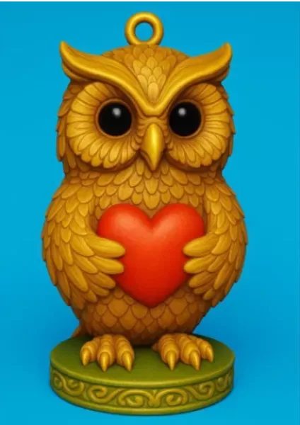 Owl with Heart - Highly Detailed Figurine Pendant 3D Printing Model ...