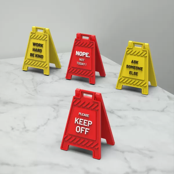Funny Office Desk Signs, 3D Mini Floor Sign Set, 4 pcs. 3D Printing ...